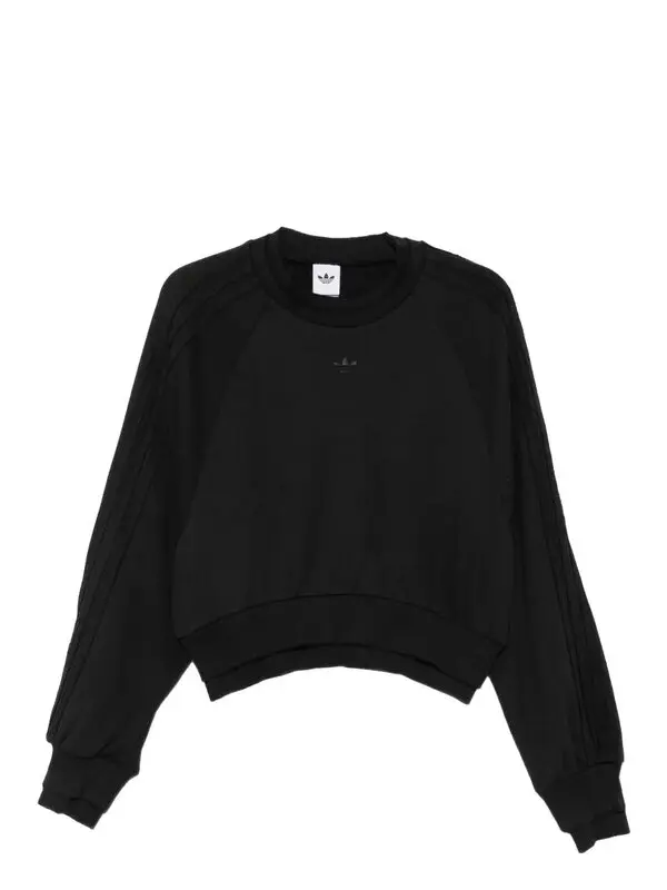 Adidas Cropped Raglan-sleeve Sweater - Black