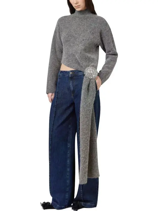 Giuseppe Di Morabito Crystal-embellished Asymmetric Sweater - Grey