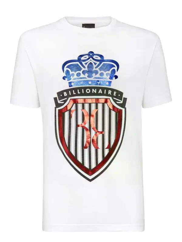 BILLIONAIRE Crest-print Cotton T-shirt - White