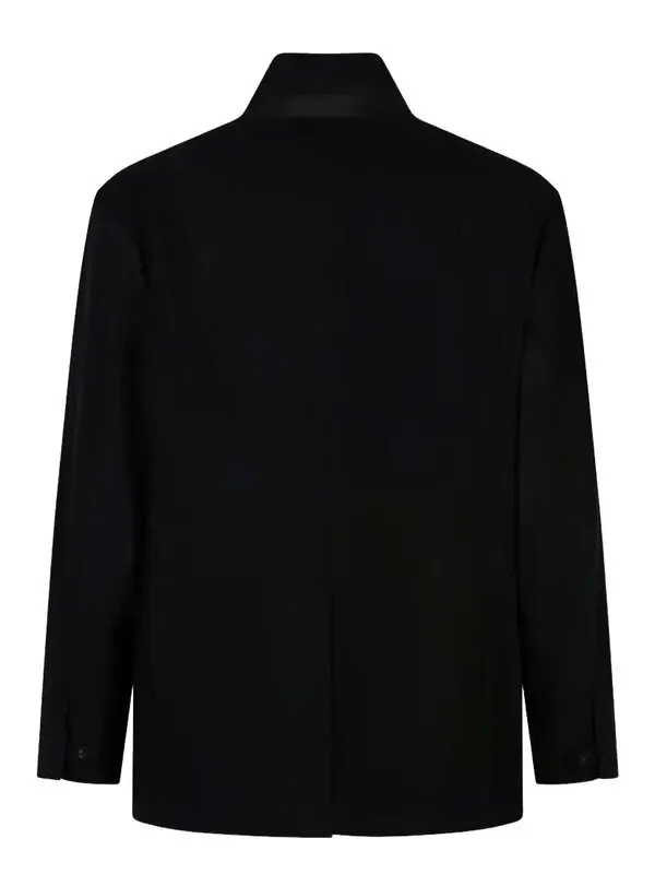 Canali High-neck Button-up Coat - Black