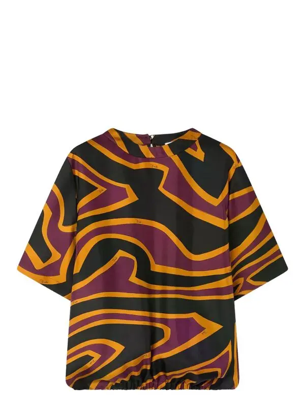 Emilio Pucci Labirinto Print Silk Top - Black