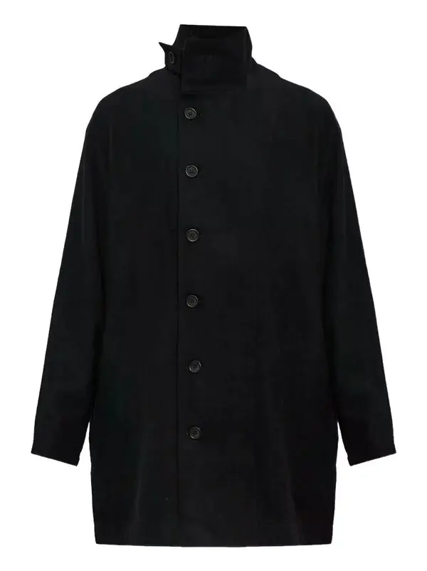 Yohji Yamamoto Stand-up Collar Button-front Coat - Black