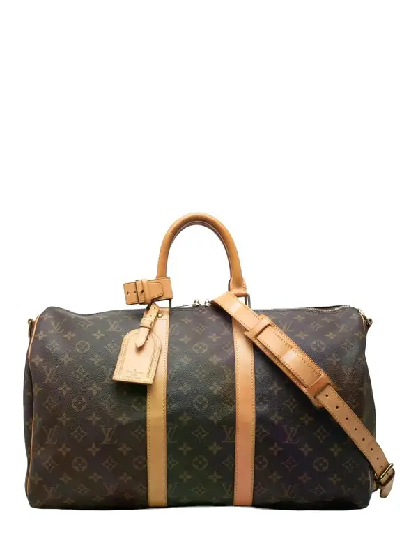 LOUIS VUITTON 2003 Monogram Keepall Bandouliere 45 Travel Bag - Brown
