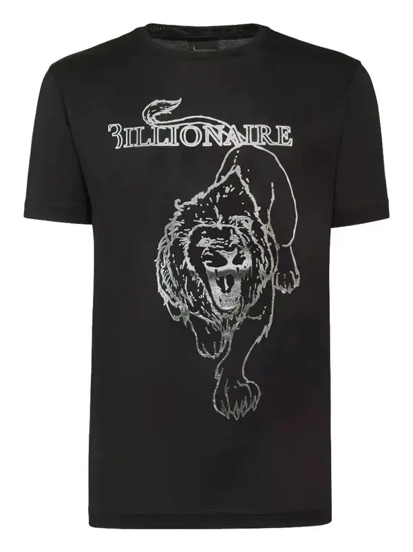BILLIONAIRE Lion-print Crew-neck T-shirt - Black