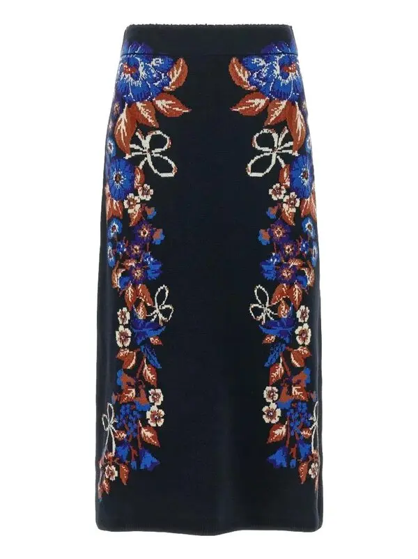 Farm Rio Garden Knit Skirt - Blue