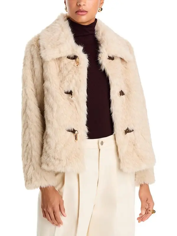 Love Token Amara Faux Fur Coat - Beige