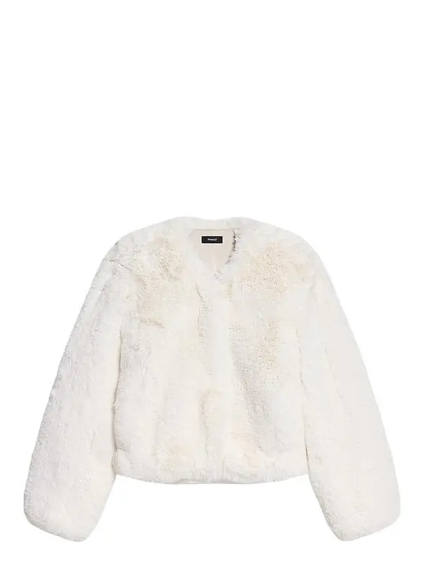 Theory Cropped Faux Fur Jacket - Ivory