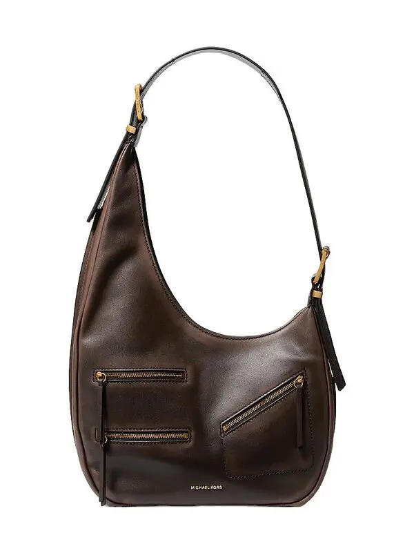 Michael Kors Nolita Medium Asymmetrical Leather Shoulder Bag - Chocolate