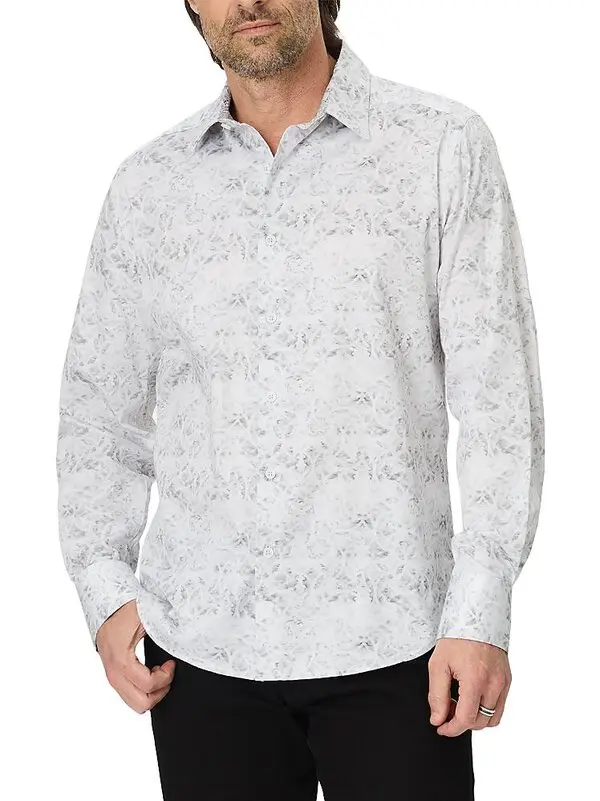 Robert Graham Culloden Long Sleeve Cotton Stretch Shirt - White