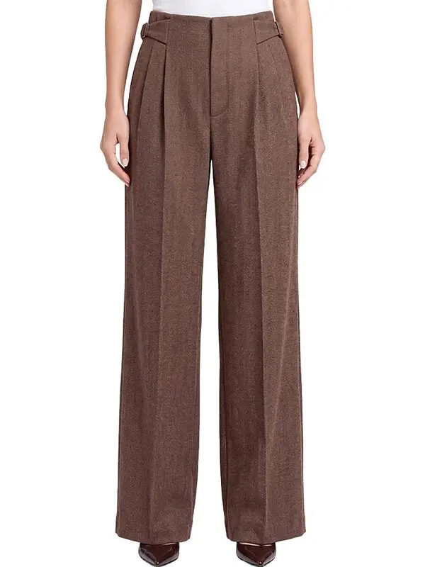 LIVERPOOL Pleated High Rise Wide Leg Trousers - Chestnut