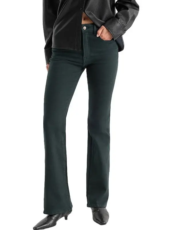 Good American Classic High Rise Bootcut Jeans - Forest Green