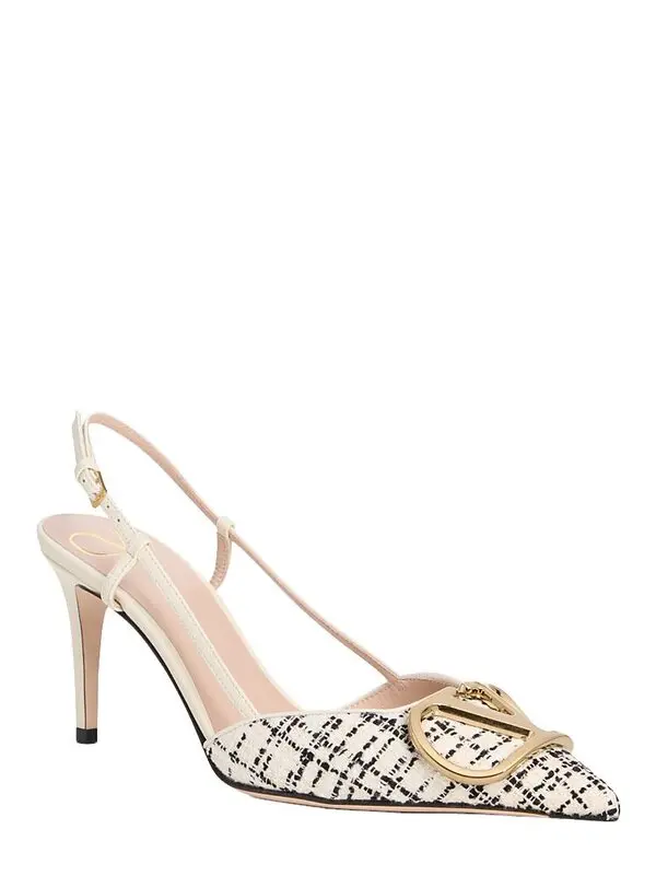 Valentino Garavani Vlogo Signature Tweed Pumps - Vanilla