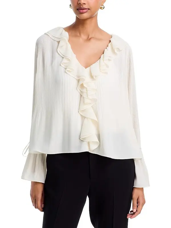 Cinq À Sept Nixen Ruffled Pleated Top - Ivory