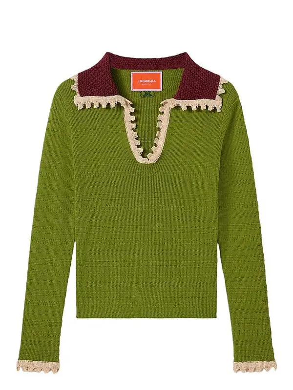 La DoubleJ Picket Cotton & Cashmere Polo Sweater - Solid