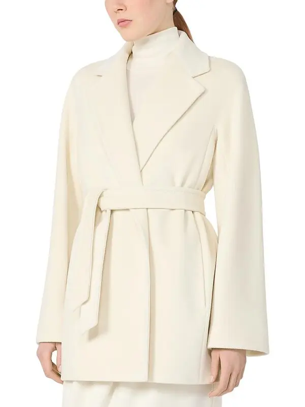 Max Mara Mxmondina Belted Wool Coat - White