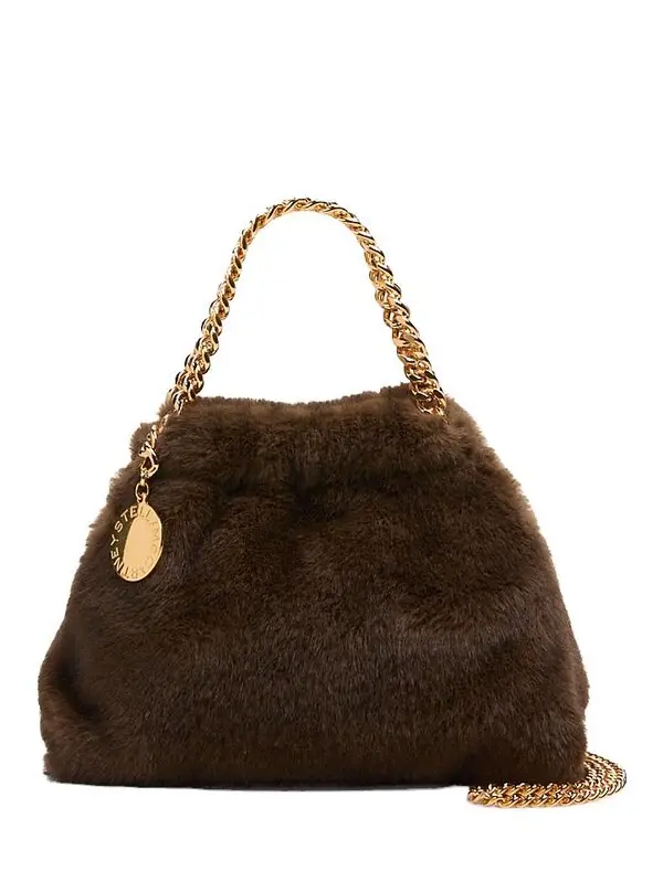 Stella McCartney Falabella Faux Calf Hair Crossbody Bag - Coffee