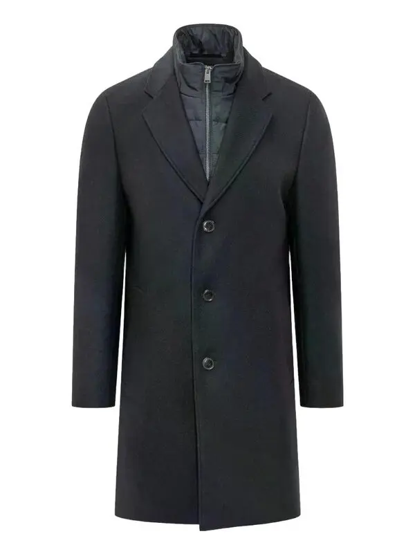 BOSS Quilted-bib Wool-blend Coat - Blue