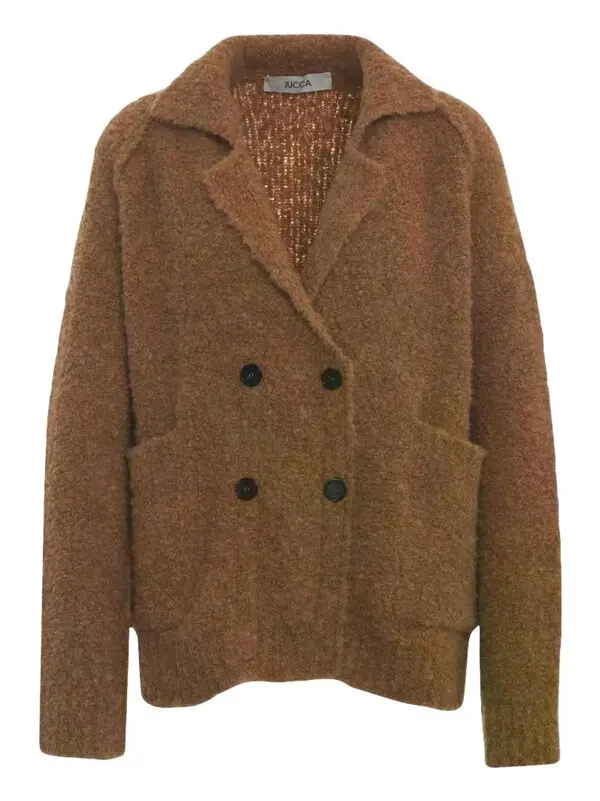 JUCCA Double-breasted Bouclé Cardigan - Brown