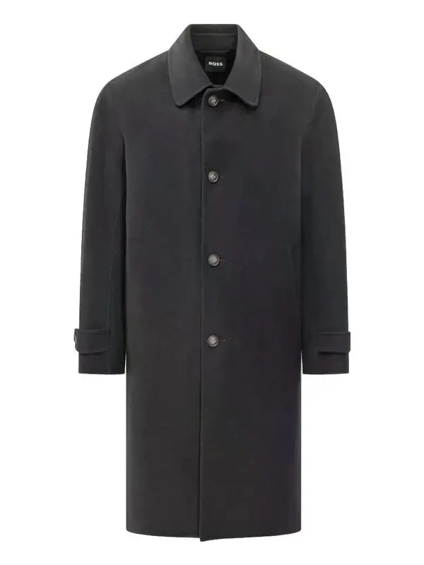 BOSS Button-up Single-breasted Coat - Black