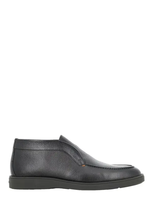 Santoni Grained Leather Boots - Black