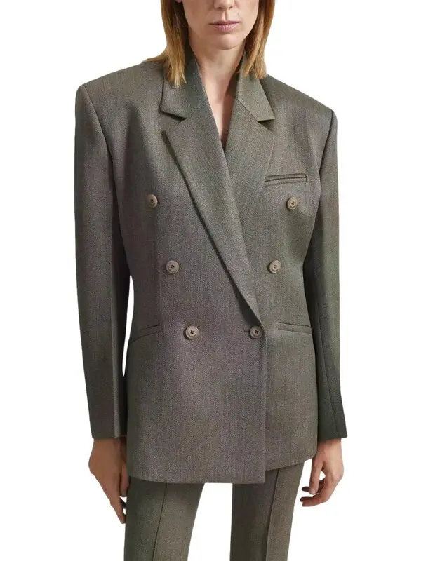 THE FRANKIE SHOP Jade Double-breasted Wool Blazer - Neutrals