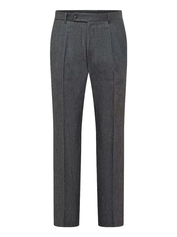 BOSS Pleated Virgin-wool Trousers - Grey