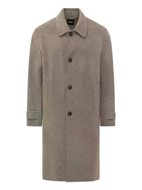 BOSS Relaxed-fit Coat In A Wool Blend - Brown