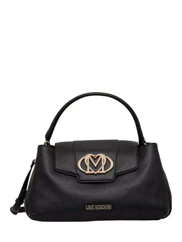 Moschino Logo-plaque Pebbled Tote Bag - Black