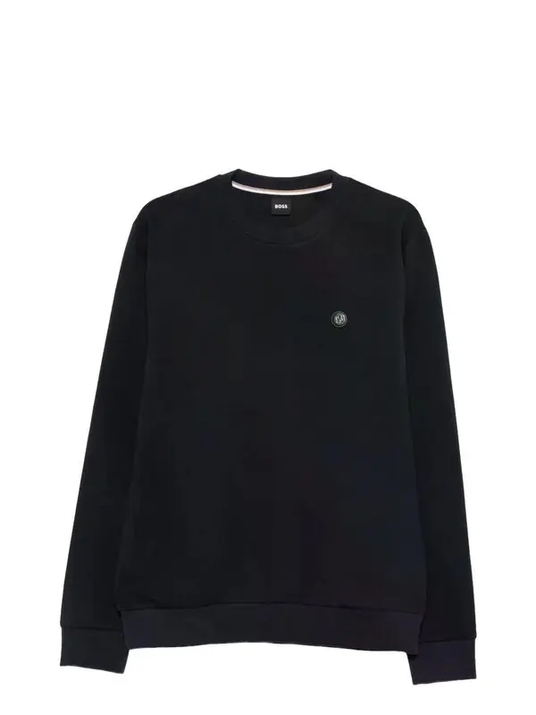BOSS Logo-patch Crew-neck Sweatshirt - Blue