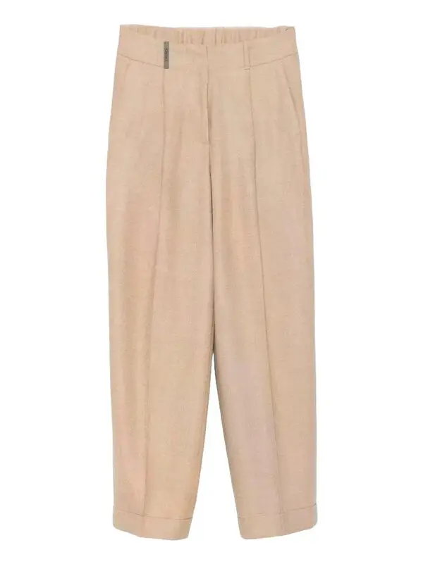 Peserico Pleated-detail Turn-up Trousers - Neutrals