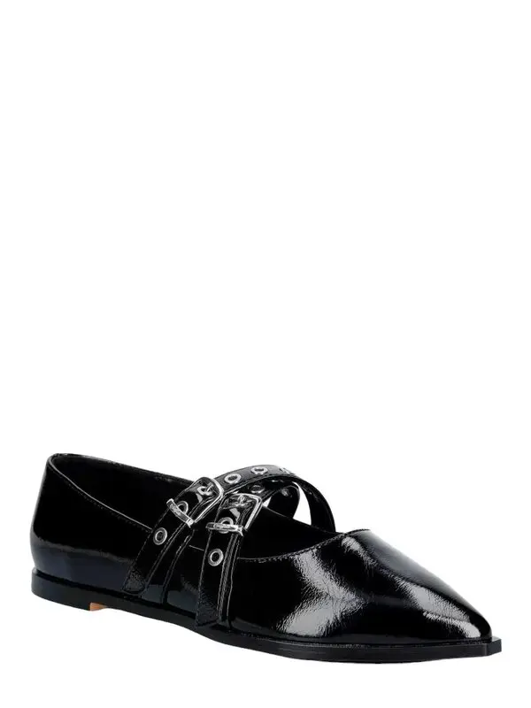 BUFFALO Marly Cross Buckled Ballet Flats - Black