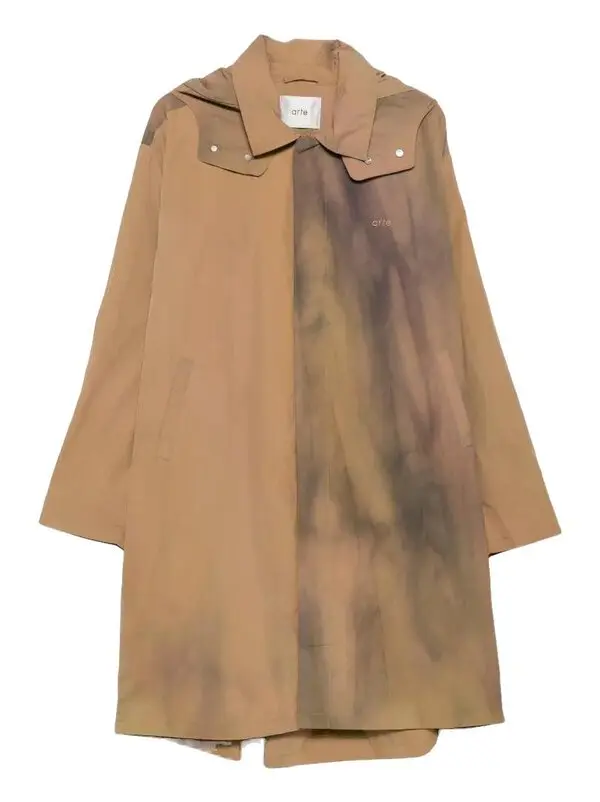 ARTE ANTWERP Spray-effect Hooded Coat - Neutrals