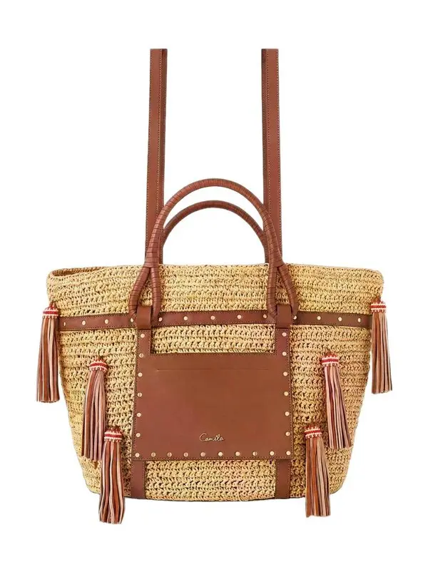 Camilla Tassel-embellished Raffia Tote Bag - Neutrals
