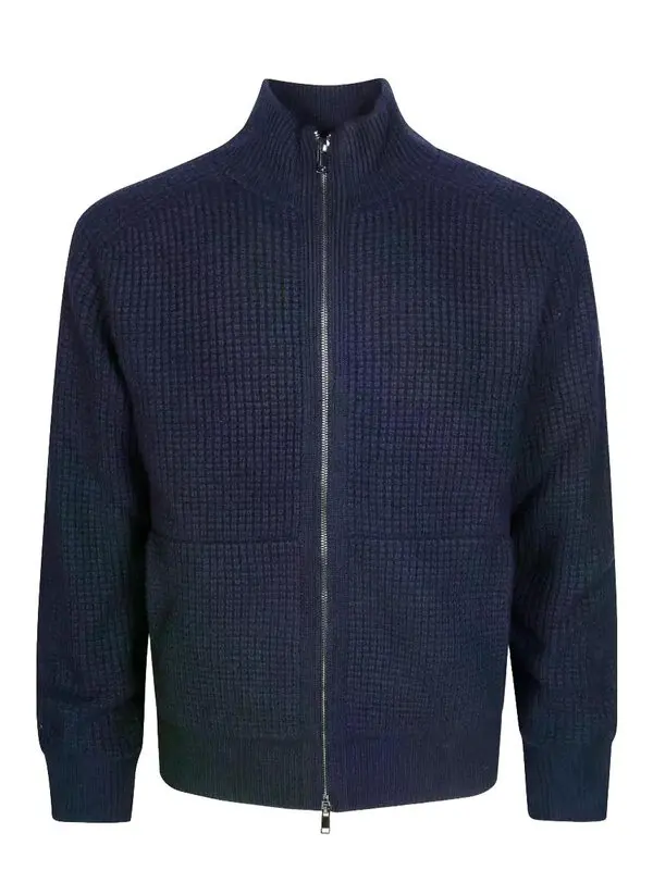 Altea Waffle-knit Zip-up Cardigan - Blue