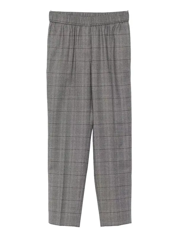 Peserico Check Elasticated-waist Trousers - Grey