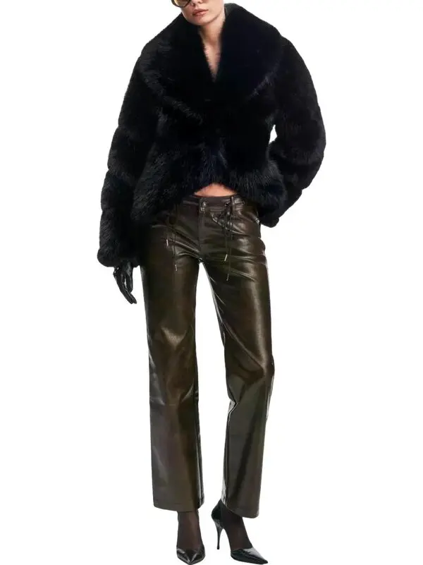 OW Milan Faux Fur Jacket - Black