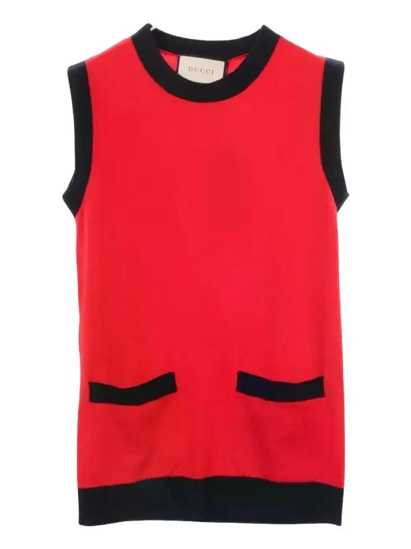 Gucci 2020s Contrast-trim Knitted Vest - Red