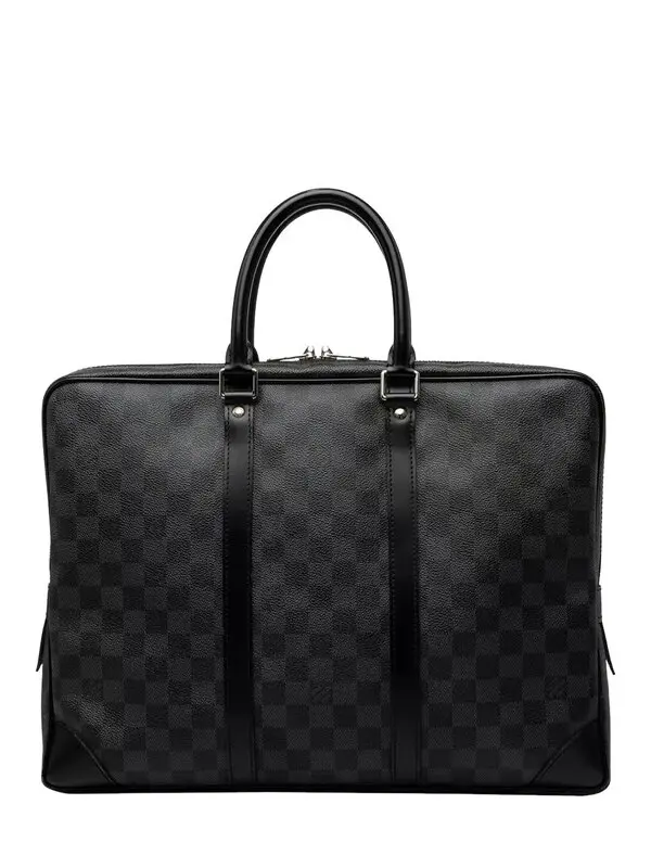 LOUIS VUITTON 2012 Damier Graphite Porte Documents Voyage Pm Business Bag - Black
