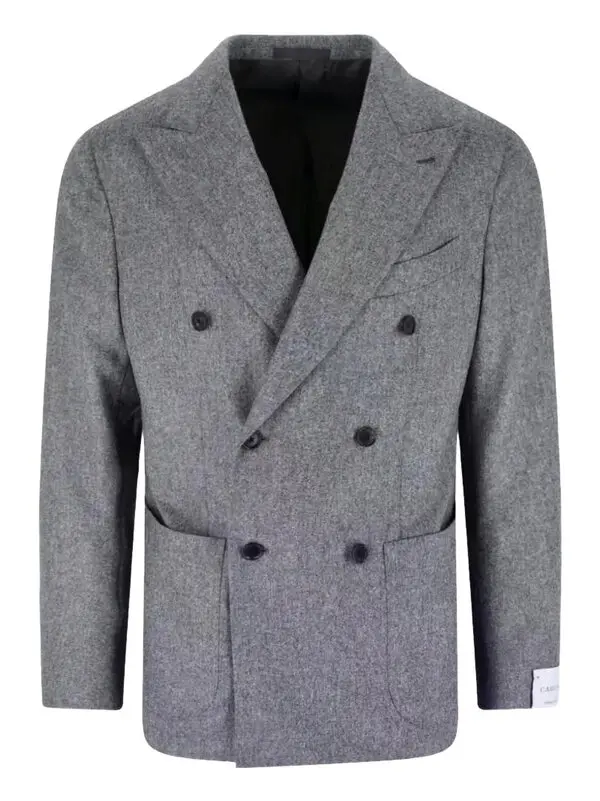 Caruso Double-breasted Wool Jacket - Grey