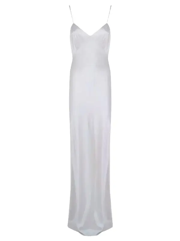 Max Mara Satin-finish Spaghetti-strap Maxi Dress - White