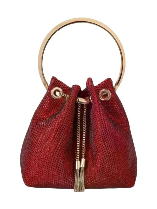 JIMMY CHOO Bon Bon Crystal-embellished Bucket Bag - Red
