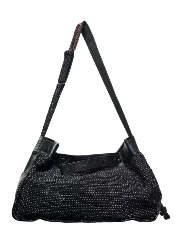 Y’s X Faf Kantha Contrast-stitch Shoulder Bag - Black