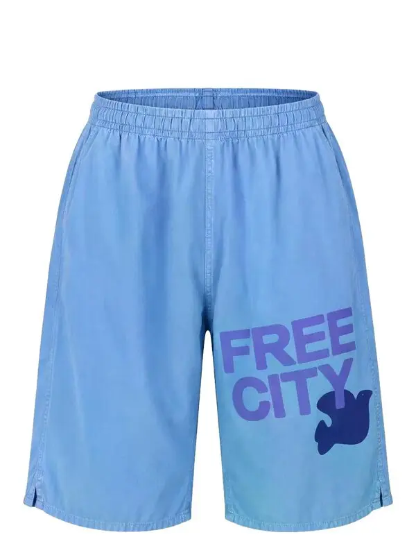 FREECITY Logo-print Elasticated Shorts - Blue