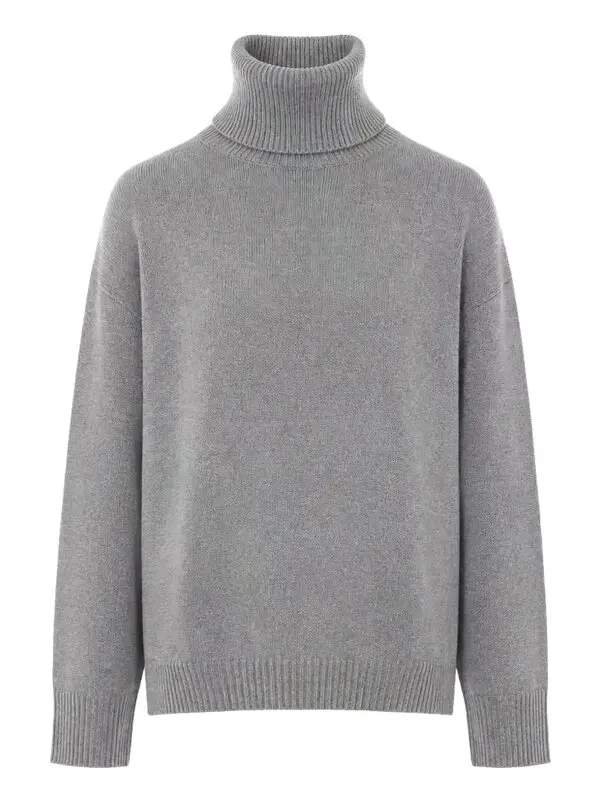 ALLUDE Roll-neck Cashmere Sweater - Grey
