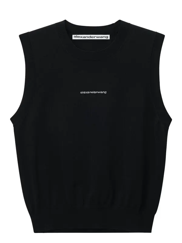 Alexander Wang Crystal Hotfix Logo Tank - Black