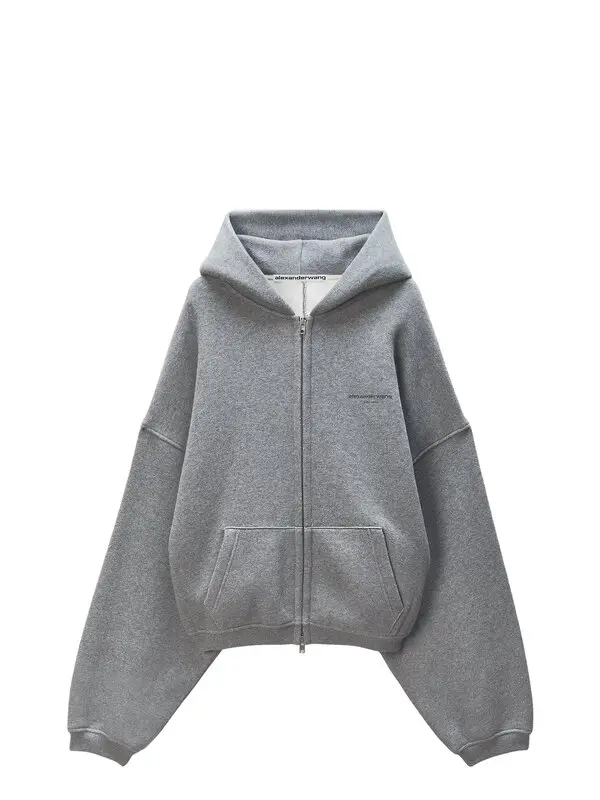 Alexander Wang Crystal Hotfix Zip-up Hoodie - Sidewalk
