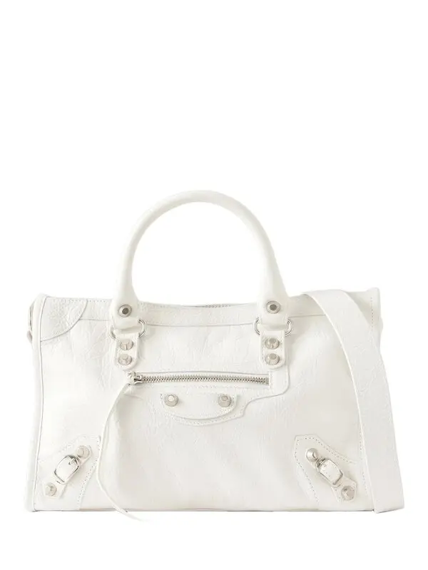 Balenciaga Le City Small Embellished Textured-leather Tote - White