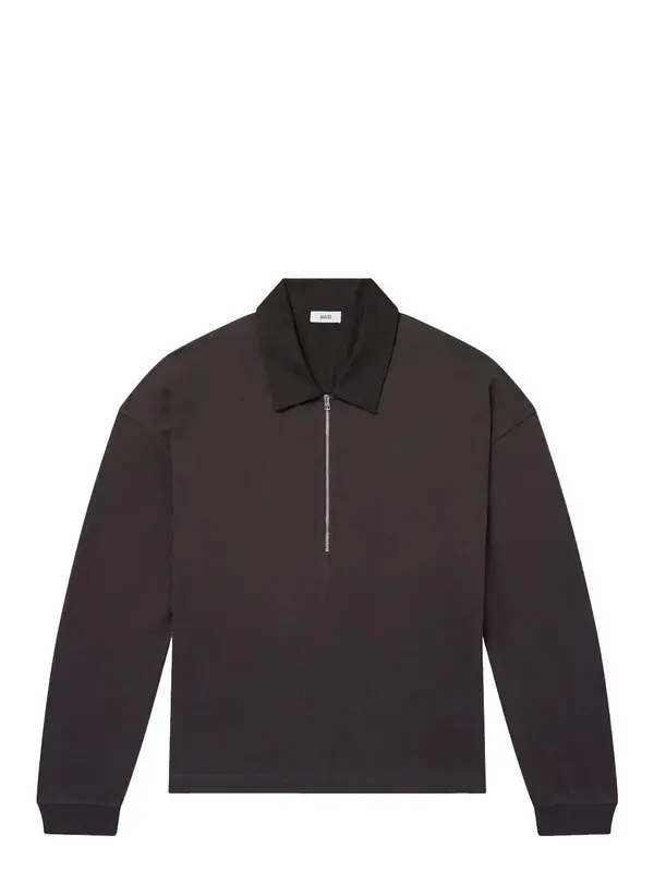 AGOLDE Darius Cotton-jersey Half-zip Polo Shirt - Brown