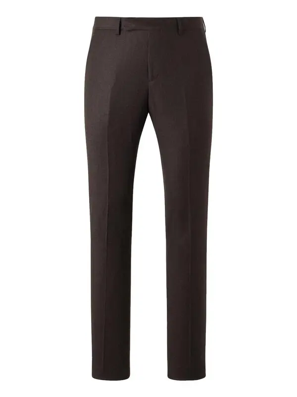 Paul Smith Straight-leg Wool And Cashmere-blend Flannel Trousers - Brown