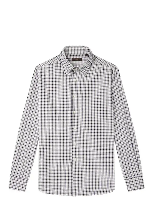 SLOWEAR Glanshirt Button-down Collar Checked Cotton Shirt - Gray